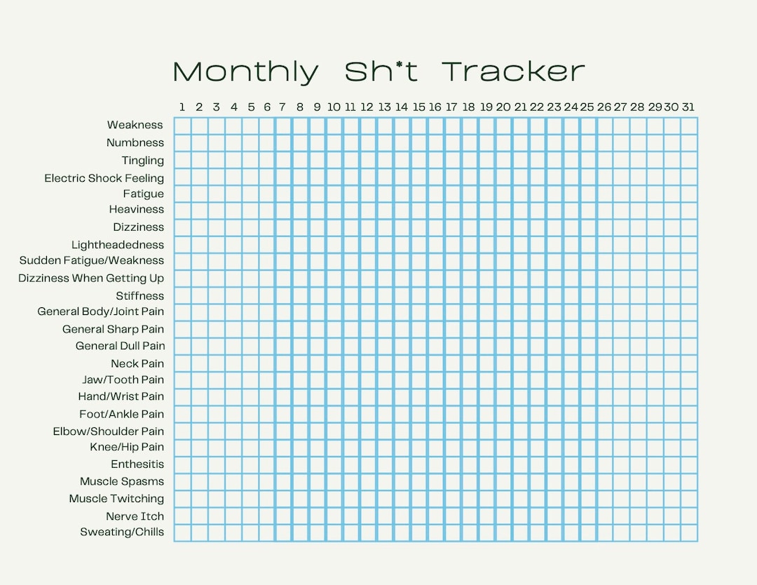 Monthly Graph Style Symptom Tracker for Chronic Illness, Invisible ...