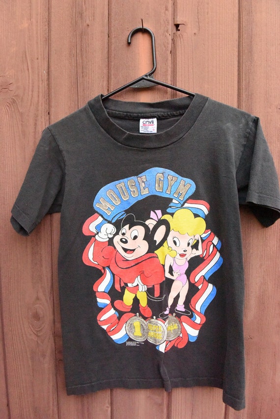 Vintage Looney Tunes Mighty Mouse Gym Athletic T-Shir… - Gem