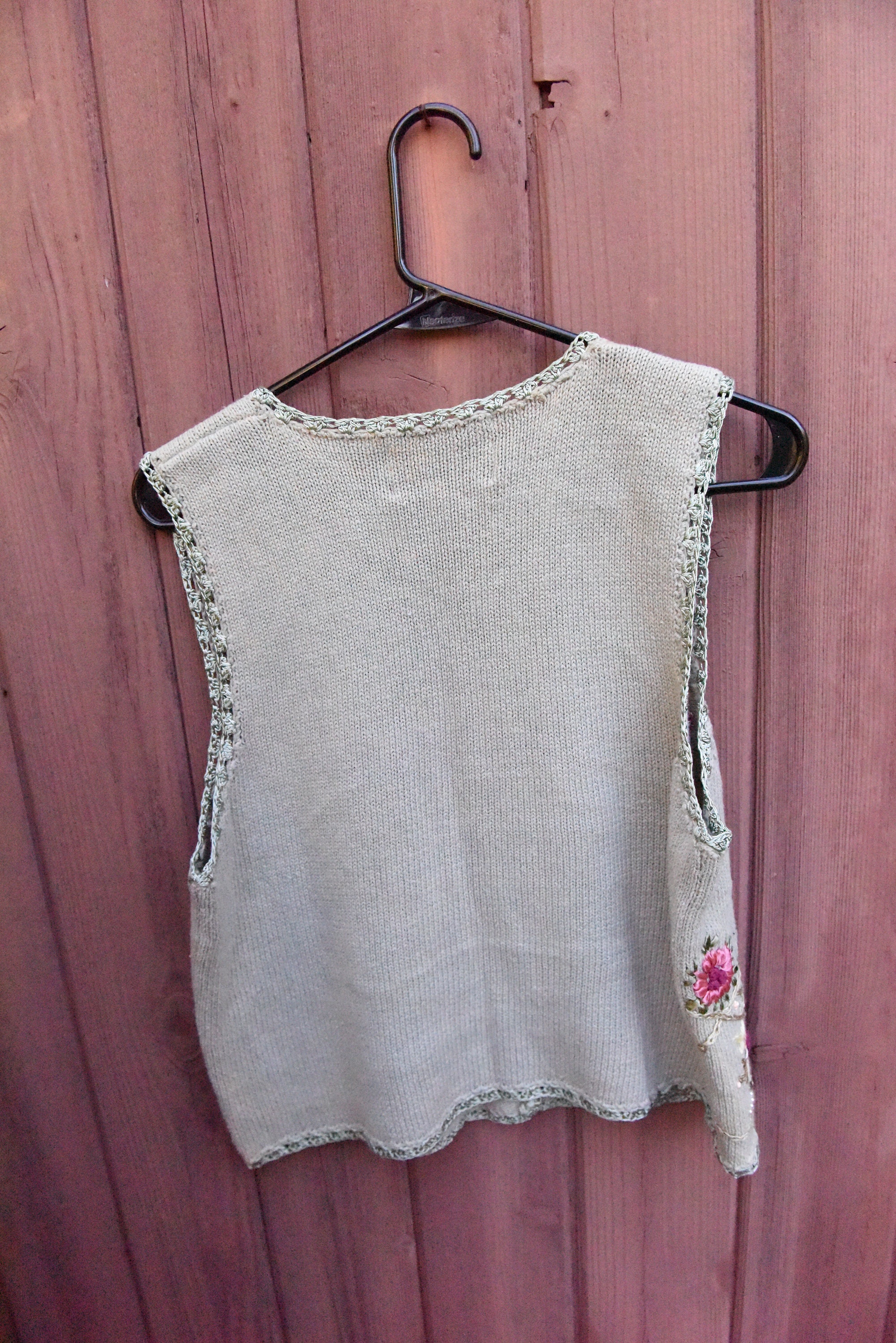 Vintage Floral Knit Vest With Embroidery Retro 90's Size Small - Etsy