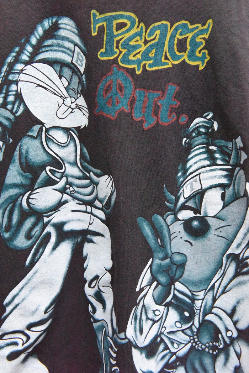 Vintage Looney Tunes Peace Out Bugs Bunny and Taz Single Stitch Double ...