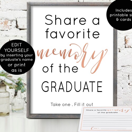 Favorite Memory of the Graduate Sign and Cards Printable - Etsy