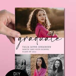 Graduation Invitations Canva Template, Modern Grad Party Invite, Senior ...