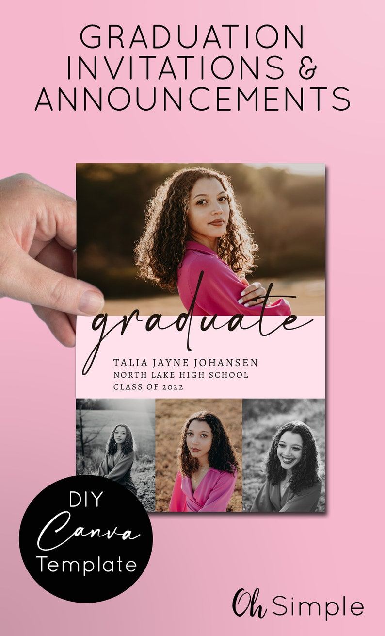 Graduation Invitations Canva Template Modern Grad Party - Etsy