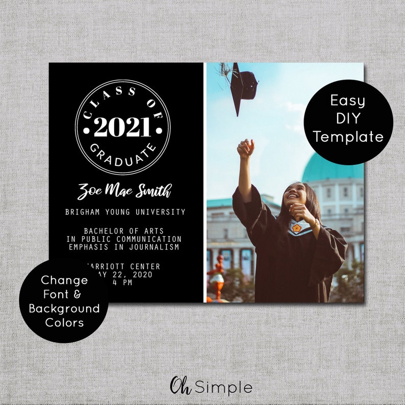 Graduation Announcement Template DIY College Graduation - Etsy