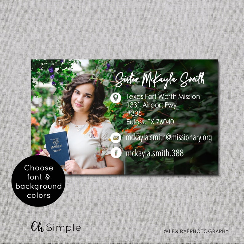 Missionary Address Cards, Business Cards for LDS Missionaries, Contact ...