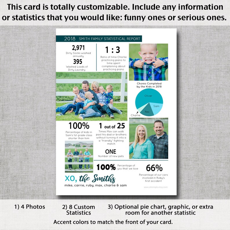 Year in Review Christmas Cards Statistic Funny Holiday Cards - Etsy