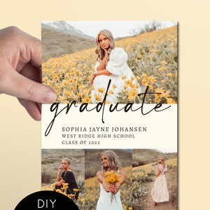 Graduation Invitations Canva Template, Modern Grad Party Invite, Senior ...