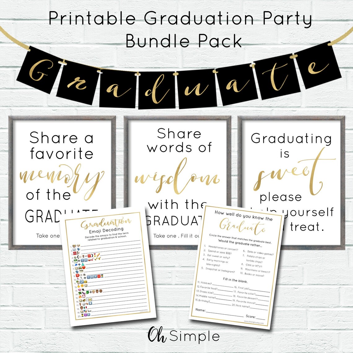 Graduation Party Decorations Printable Bundle, Graduation Banner ...