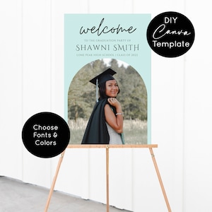 Graduation Party Welcome Sign Canva Template, Grad Party Decorations ...