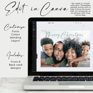 Merry Christmas Script Card Template, Holiday Photo Card Template, in ...