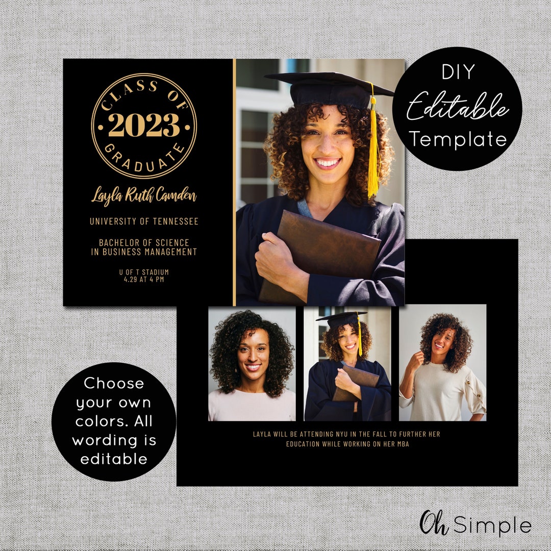 Graduation Announcement Template, DIY College Graduation Invitation ...