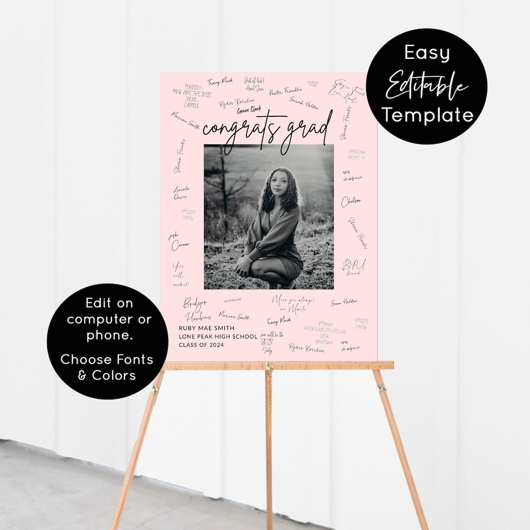 Graduation Party Decor Guest Book Template, Graduation Welcome Sign ...