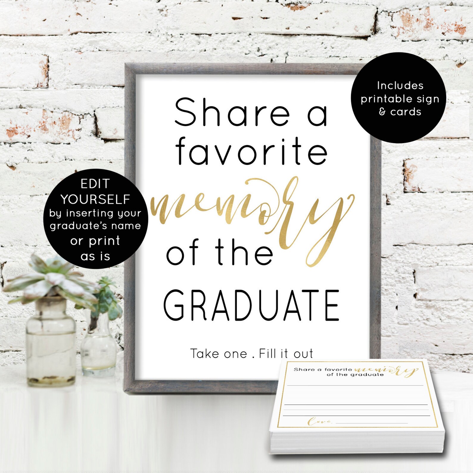 Memory of the Graduate Card Printable, 2024 Editable Graduation Cards ...
