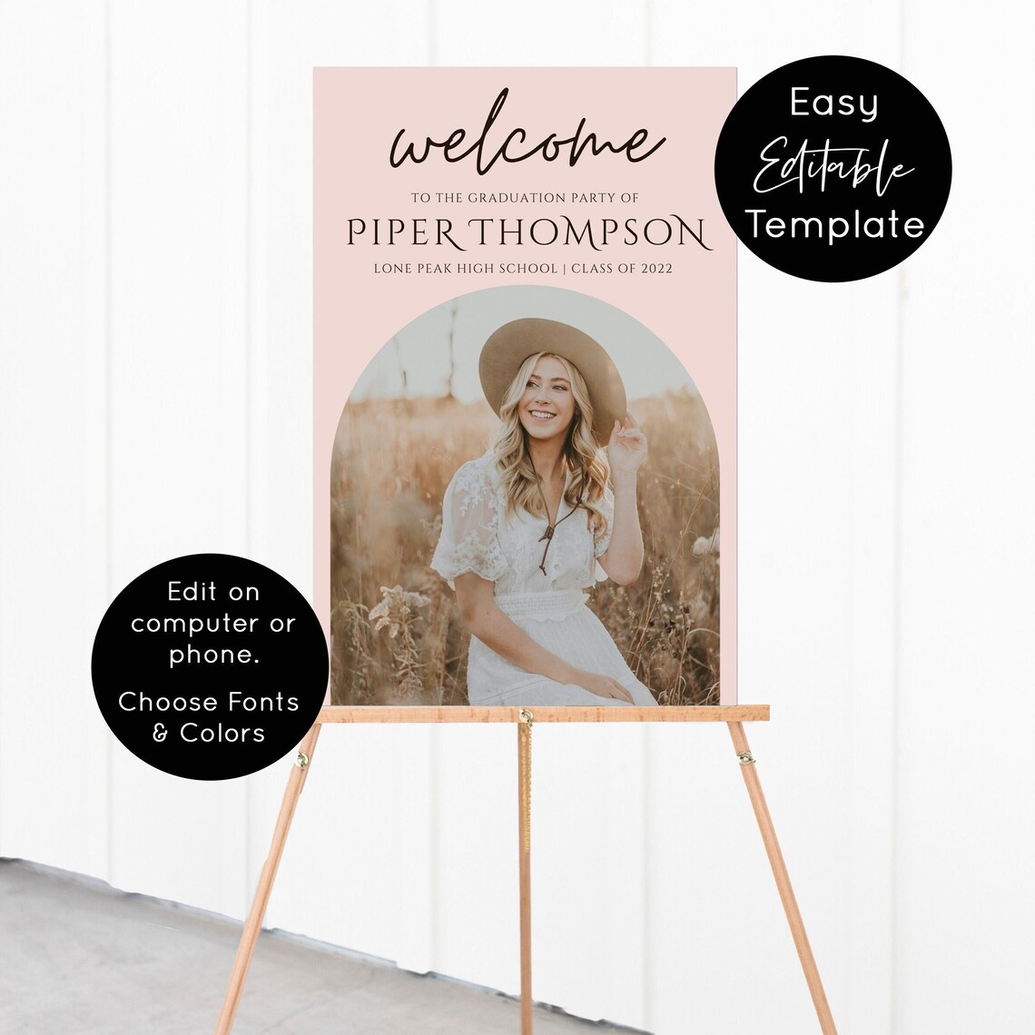 Graduation Party Welcome Sign Canva Template Grad Party - Etsy
