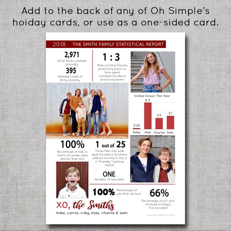 Year in Review Christmas Cards Statistic Funny Holiday Cards - Etsy