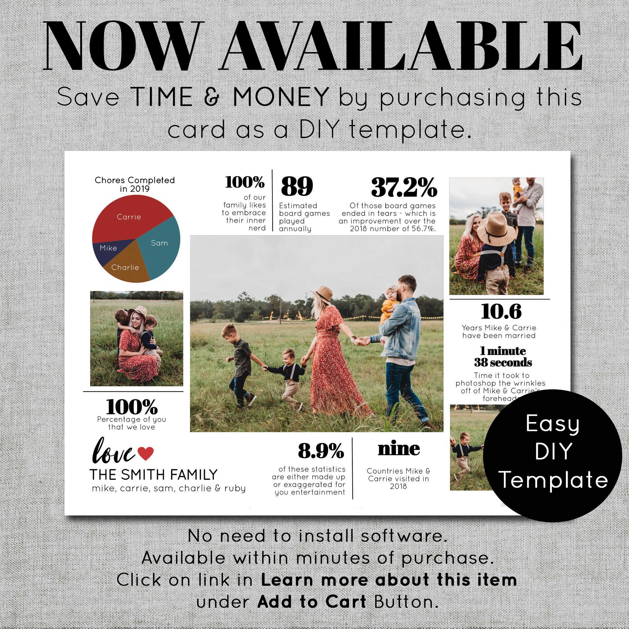 Year in Review Christmas Cards Statistic Year Summary Holiday | Etsy