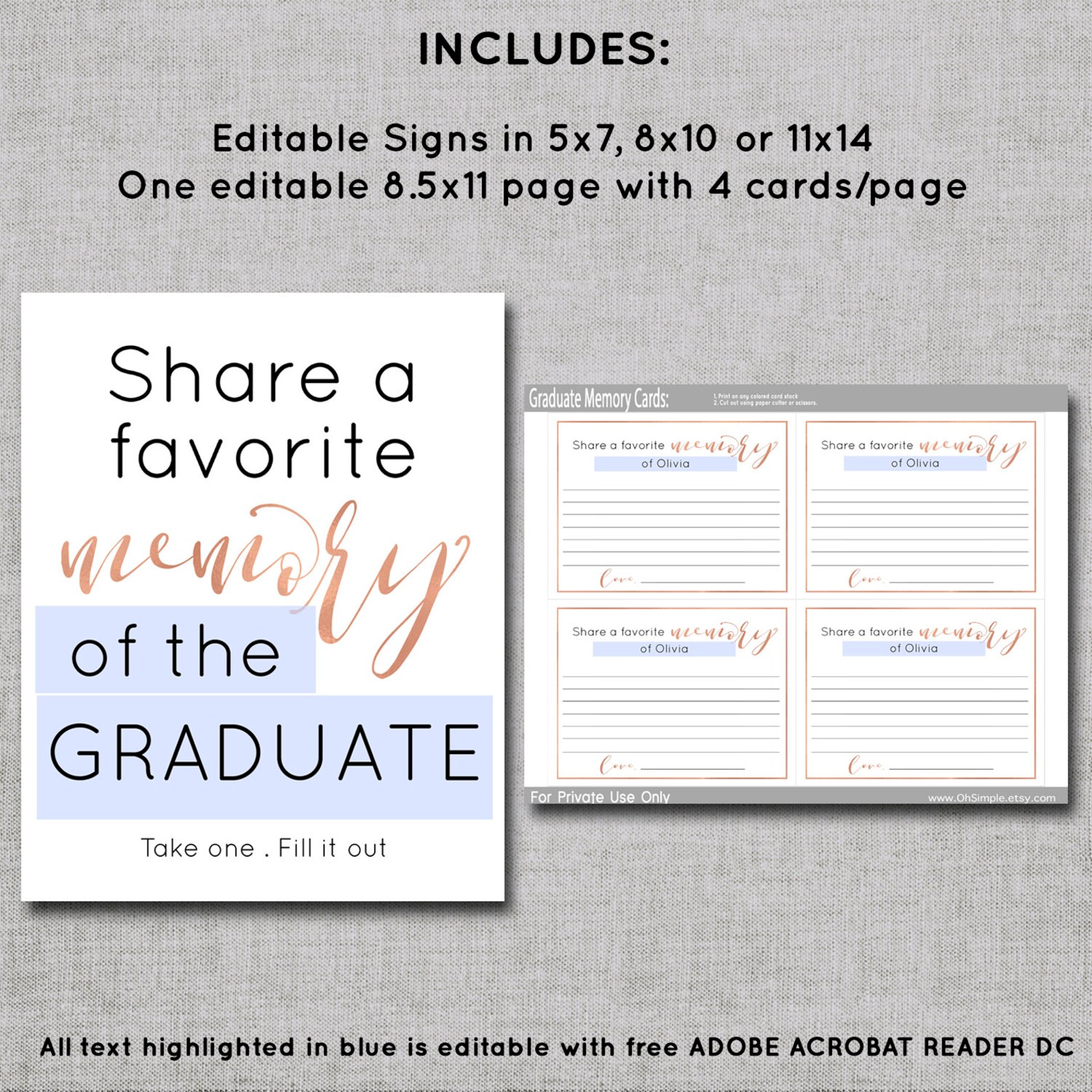 Rose Gold Favorite Memory of the Graduate Card Printable, 2026 Editable ...
