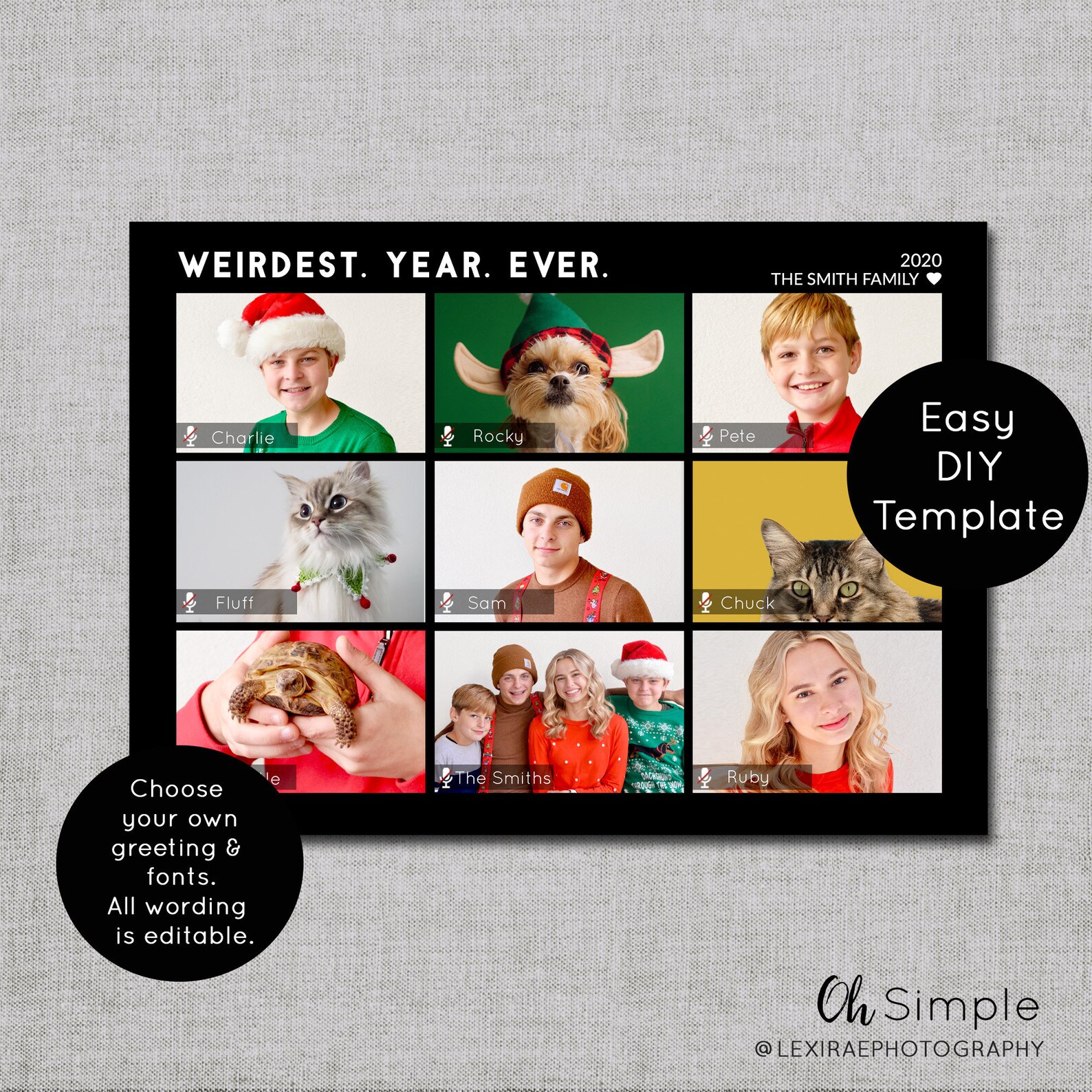 Zoom Christmas Card TEMPLATE Funny Holiday Card Template for - Etsy