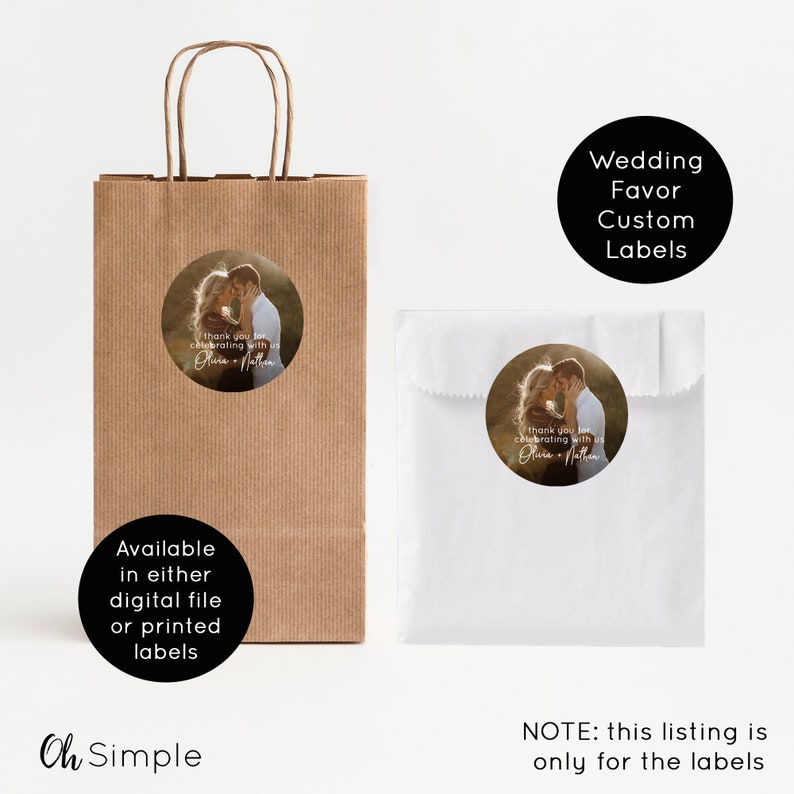 Wedding Favor Labels Printable Photo Wedding Favor Stickers | Etsy