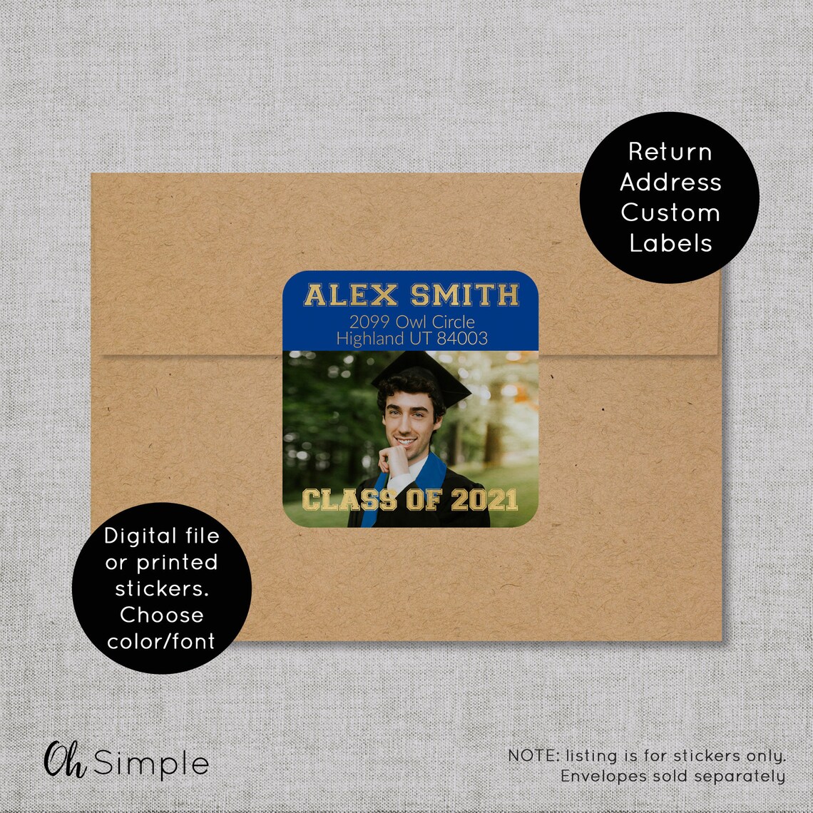 Graduation Address Return Stickers Printable Address Labels | Etsy