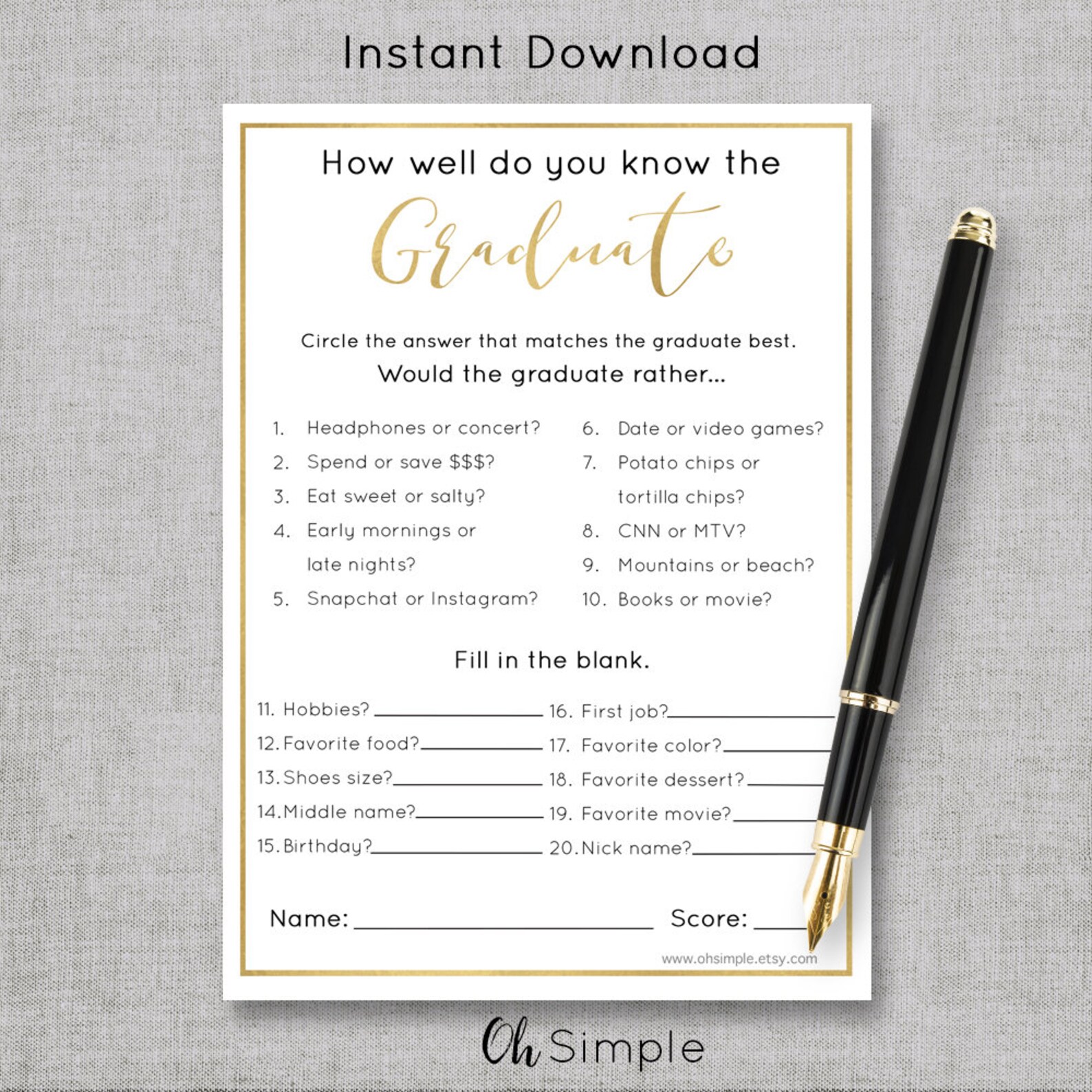 Graduation Party Games Digital Download, Graduation Party Decorations ...