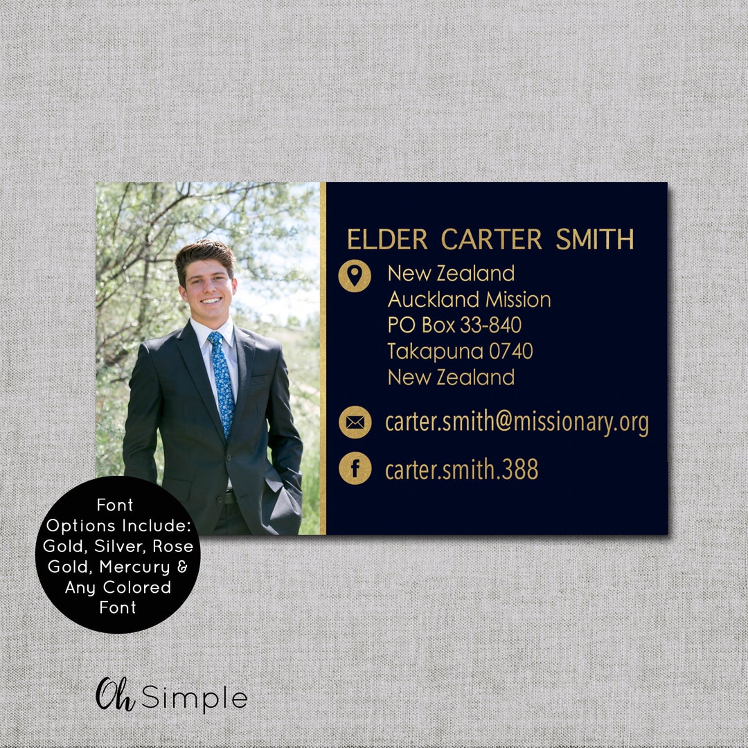 Address Cards for LDS Missionaries, Missionary Business Cards, Contact ...