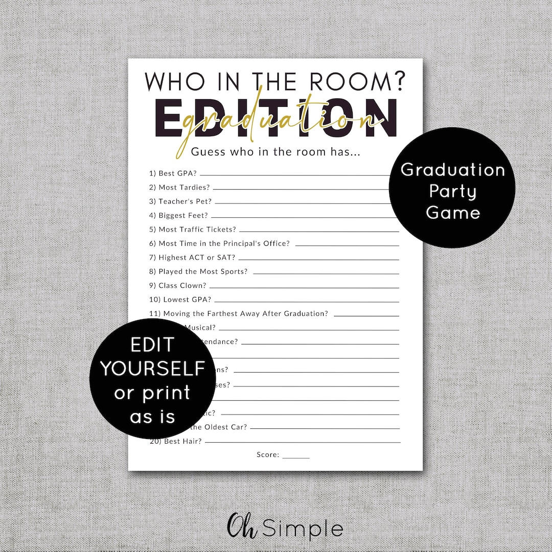 Graduation Party Games, Funny Graduation Game for Group, Personalize in ...