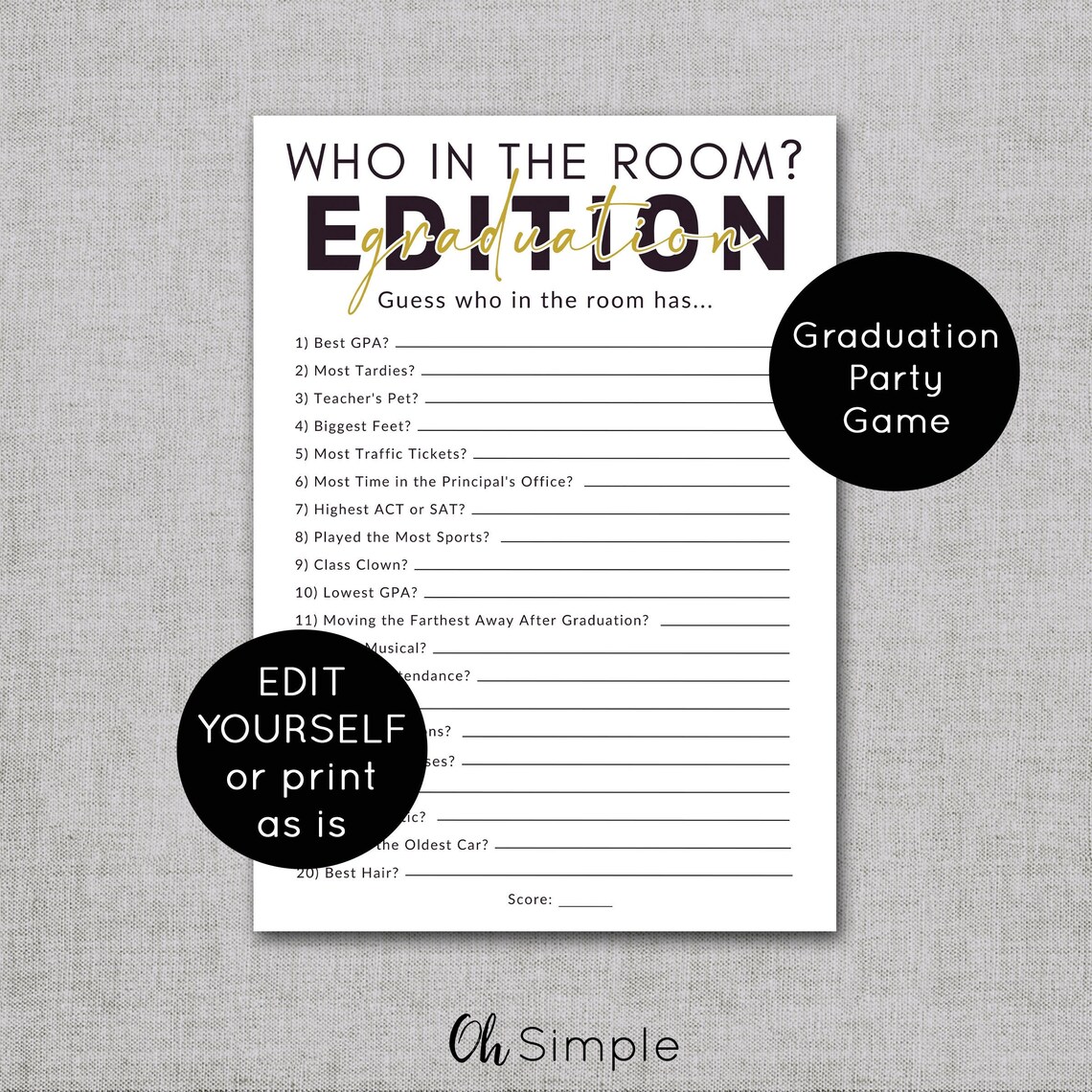 Graduation Party Games Funny Graduation Game for Group - Etsy