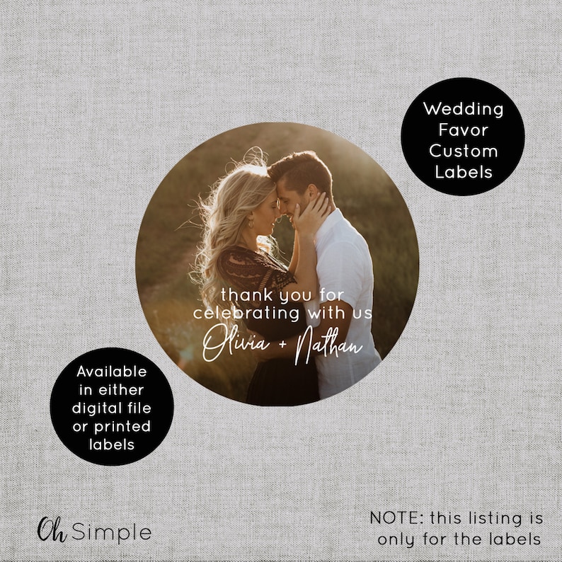Wedding Favor Labels Printable Photo Wedding Favor Stickers | Etsy