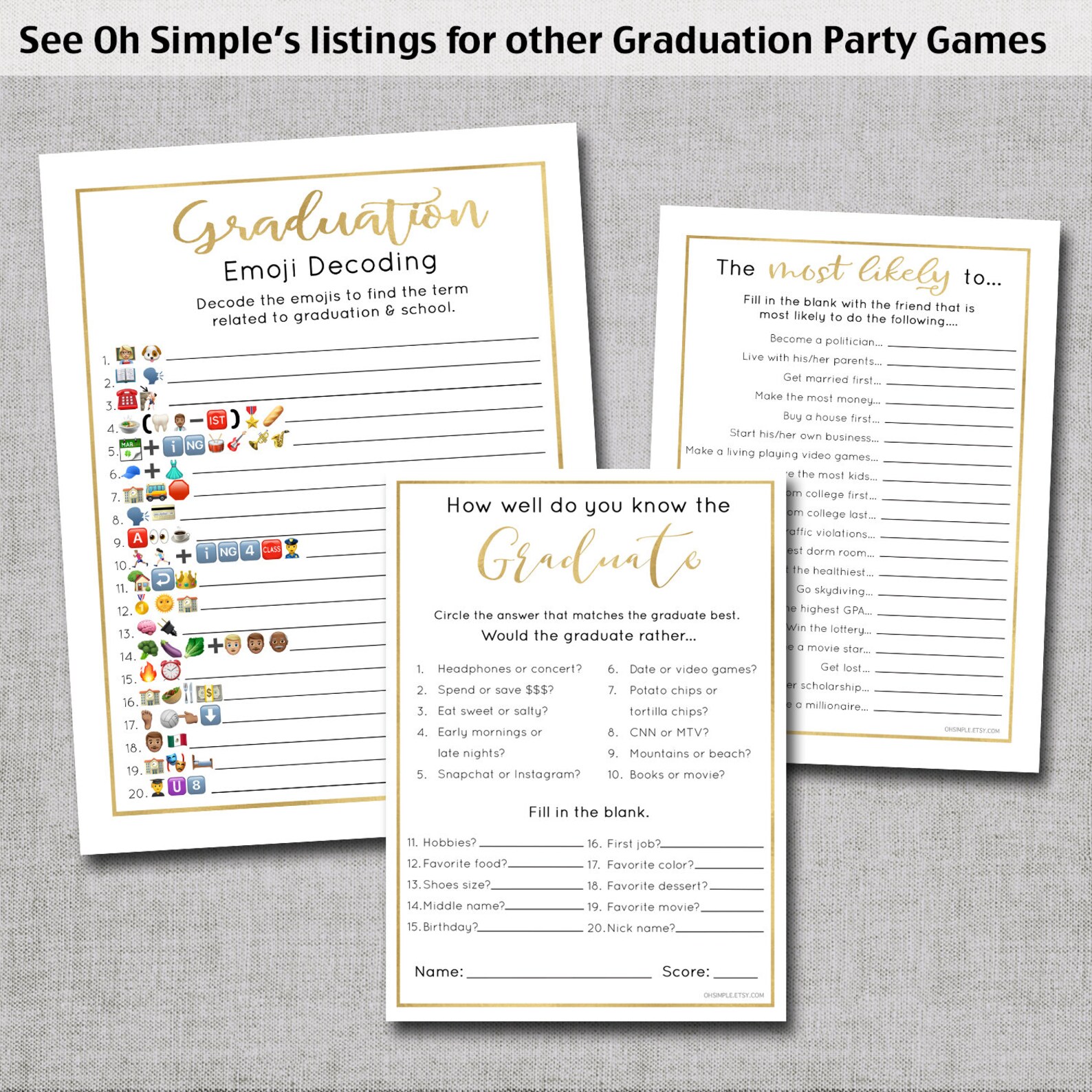 Editable Graduation Party Games Instant Download Custom - Etsy