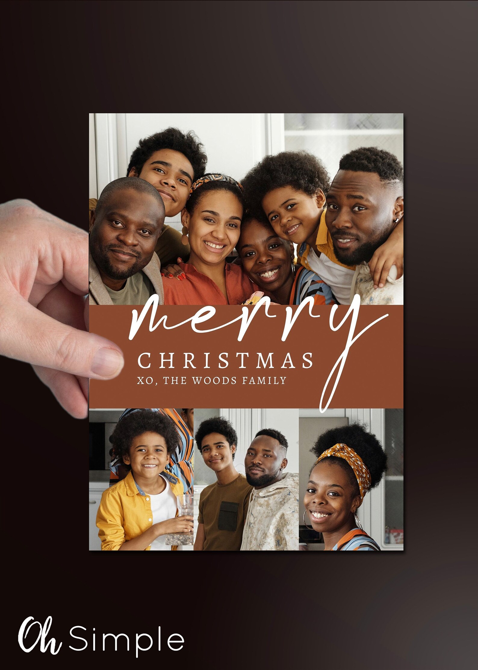 Photo Christmas Script Card Template Holiday Photo Card - Etsy