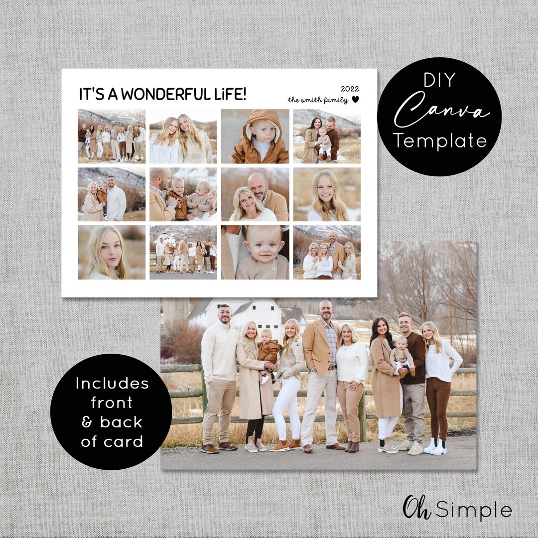 Modern Christmas Card Template With Multiple Photos, DIY Minimalist ...