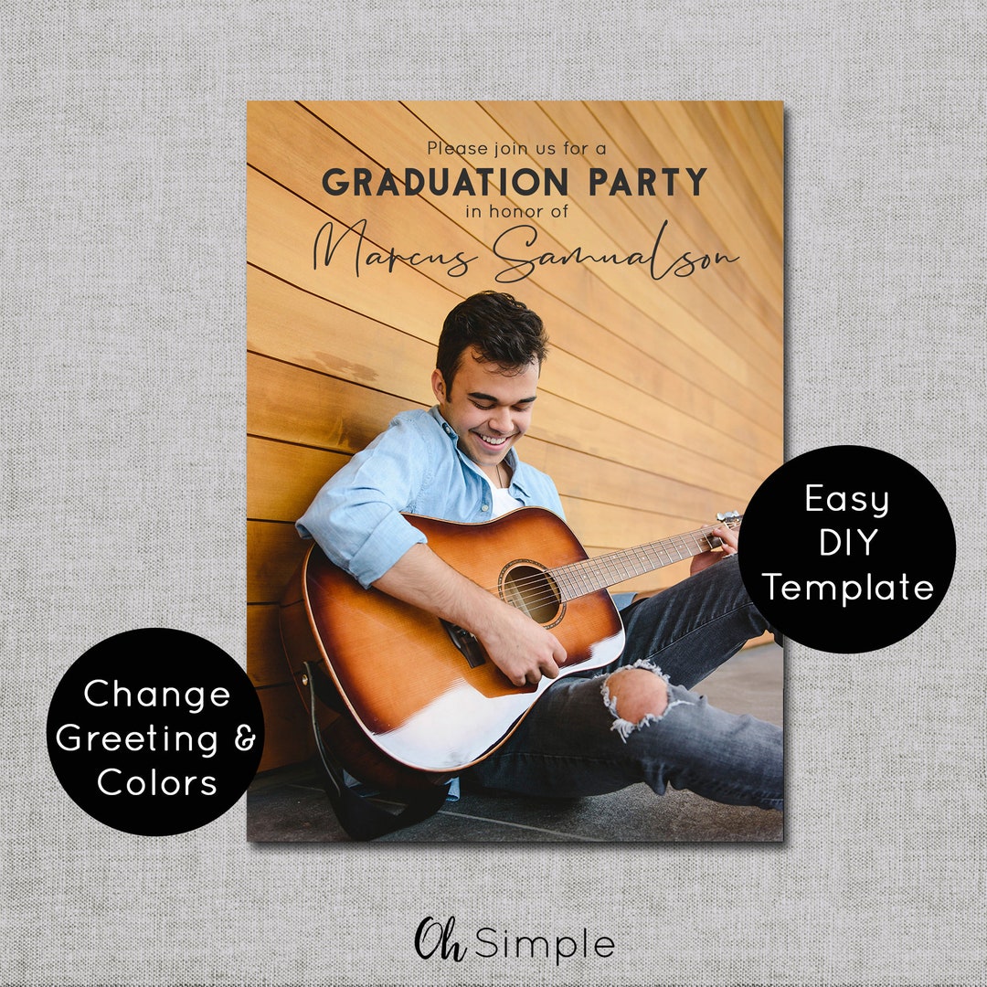 Graduation Party Invitation Template, DIY High School Graduation Party ...