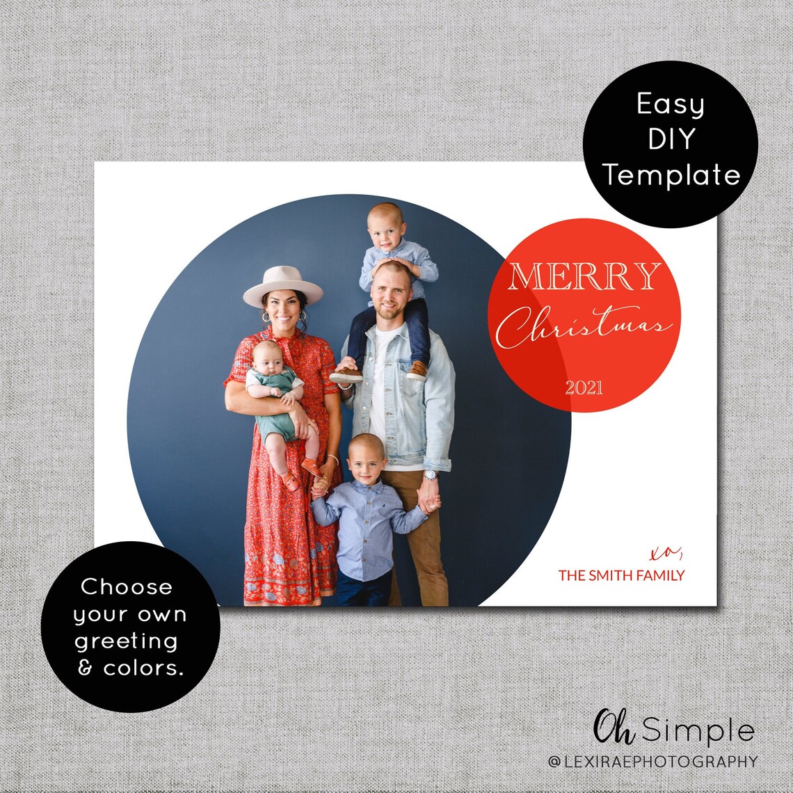 Minimalist Holiday Card Template Modern Christmas Photo Card | Etsy