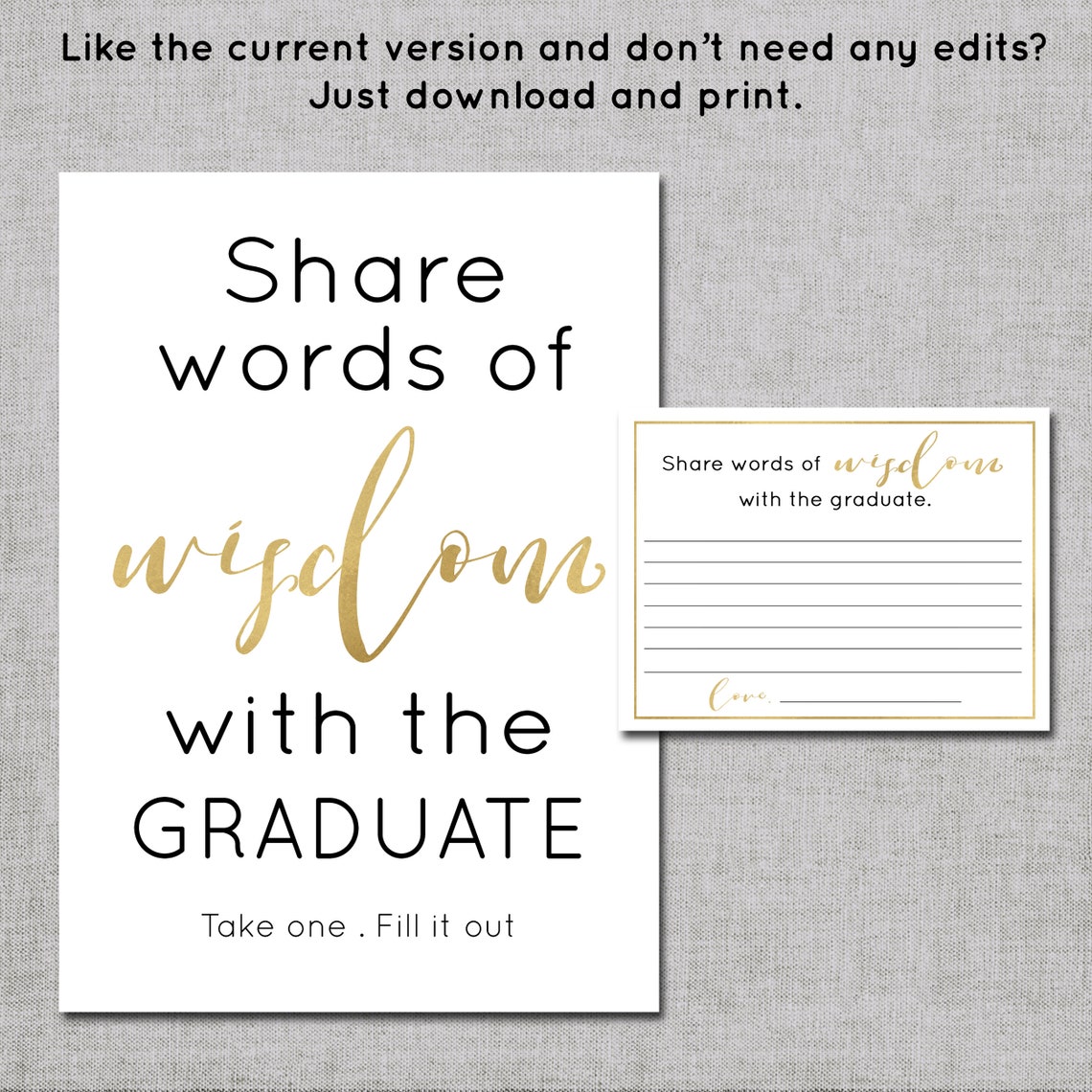 Words of Wisdom for the Graduate Printable, Class of 2026 Graduation ...