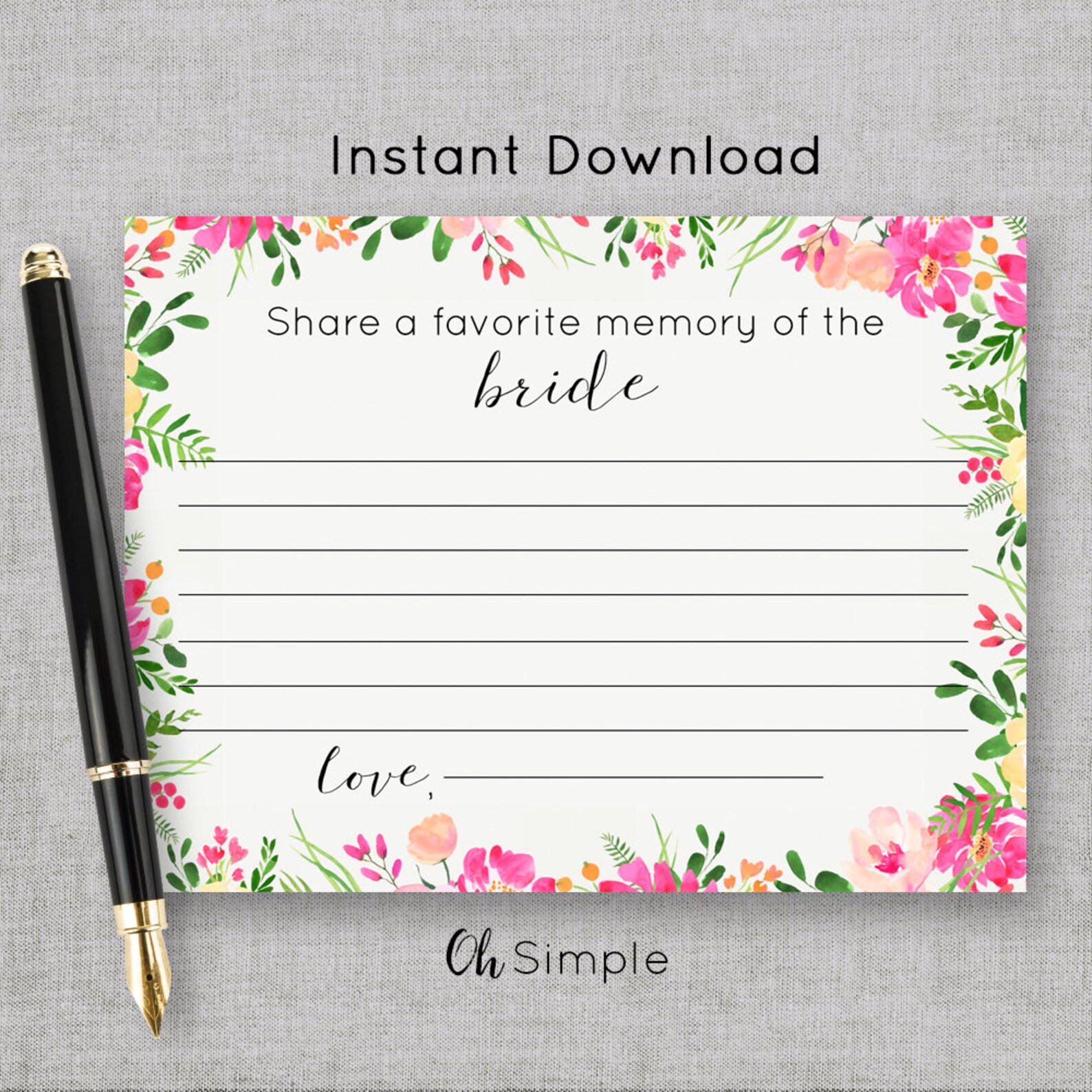 Favorite Memory of the Bride Bridal Shower Games Printable | Etsy