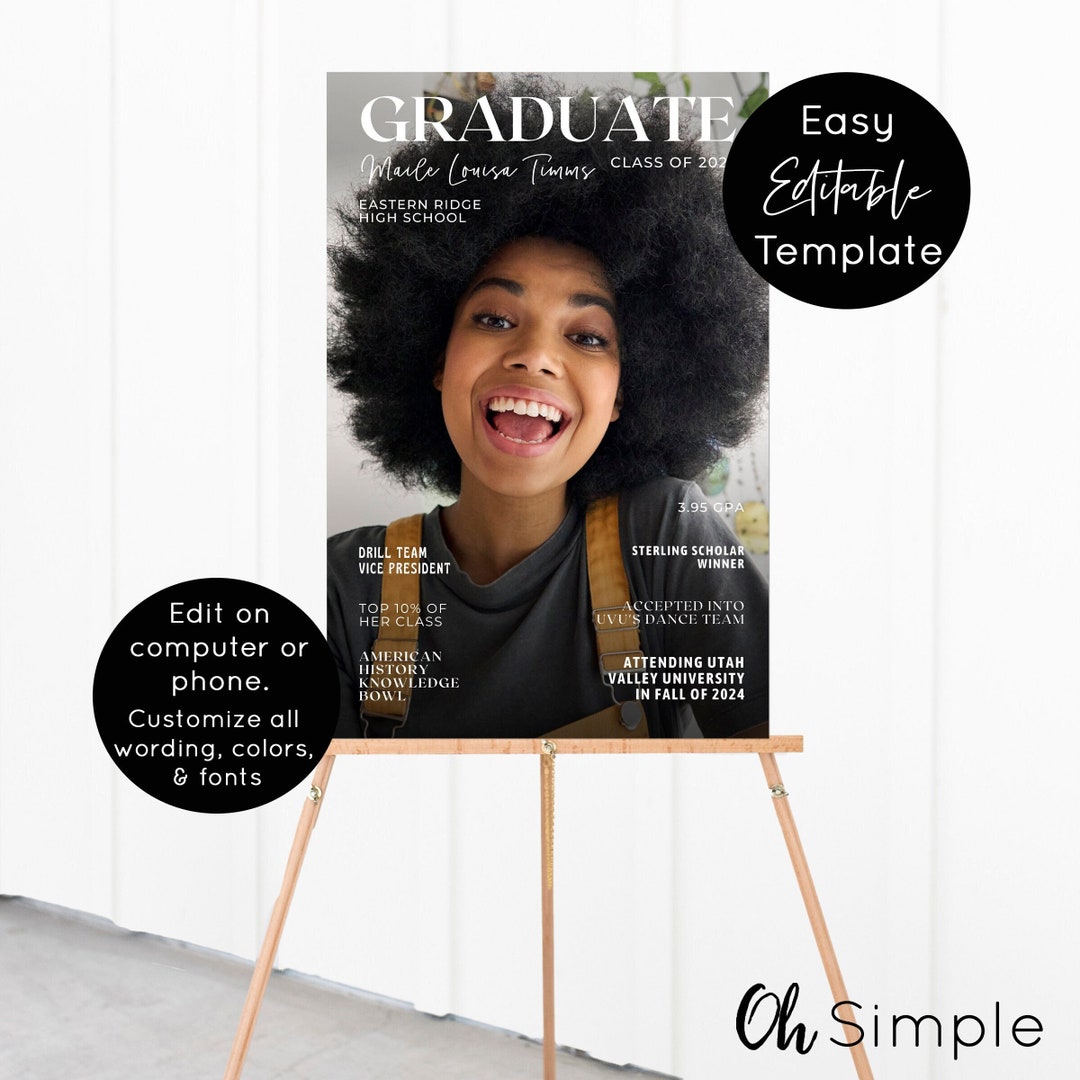 Magazine Graduation Party Welcome Sign Canva Template, Grad Party ...