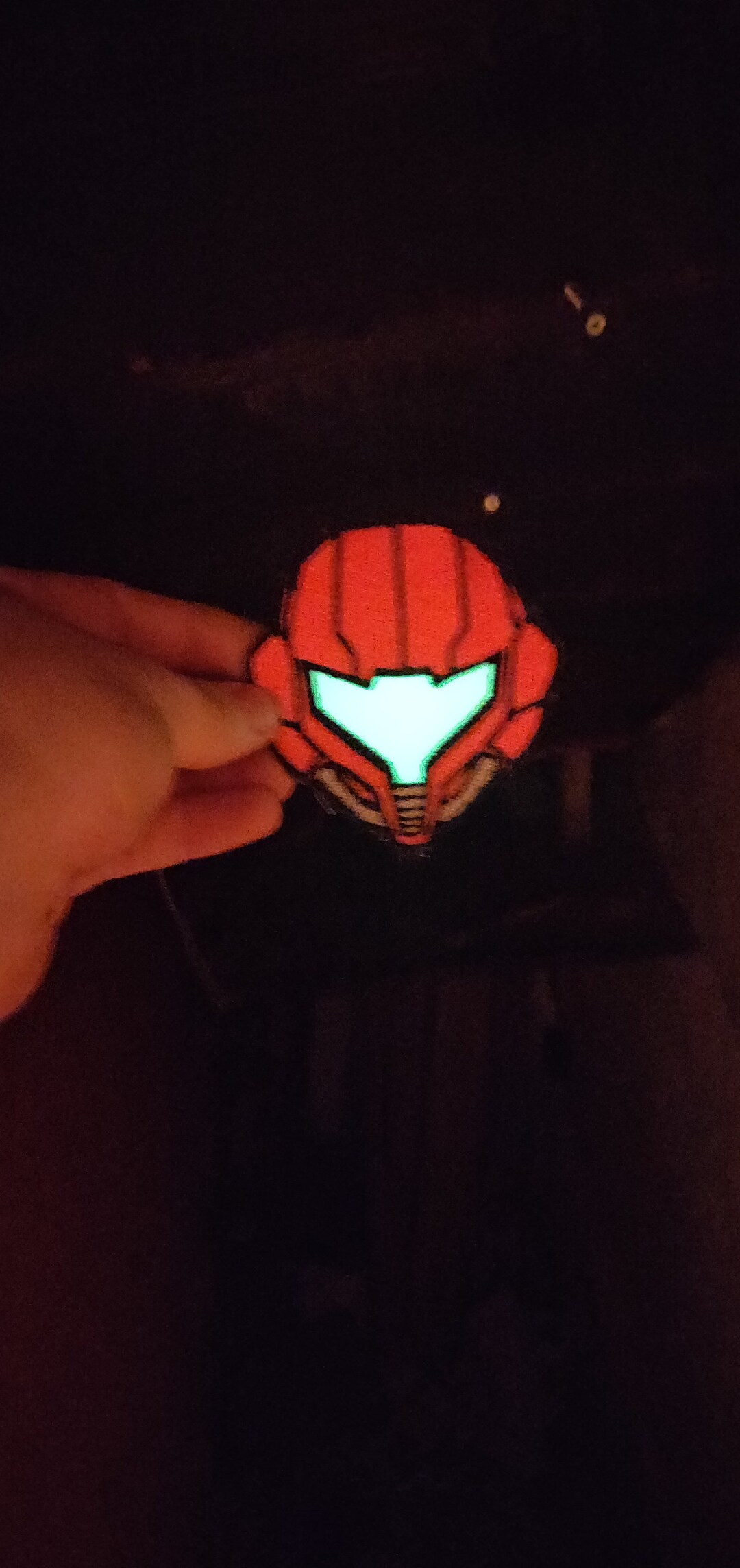 Regular and Glow in the Dark Metroid Samus and Dark Samus Helment Iron ...