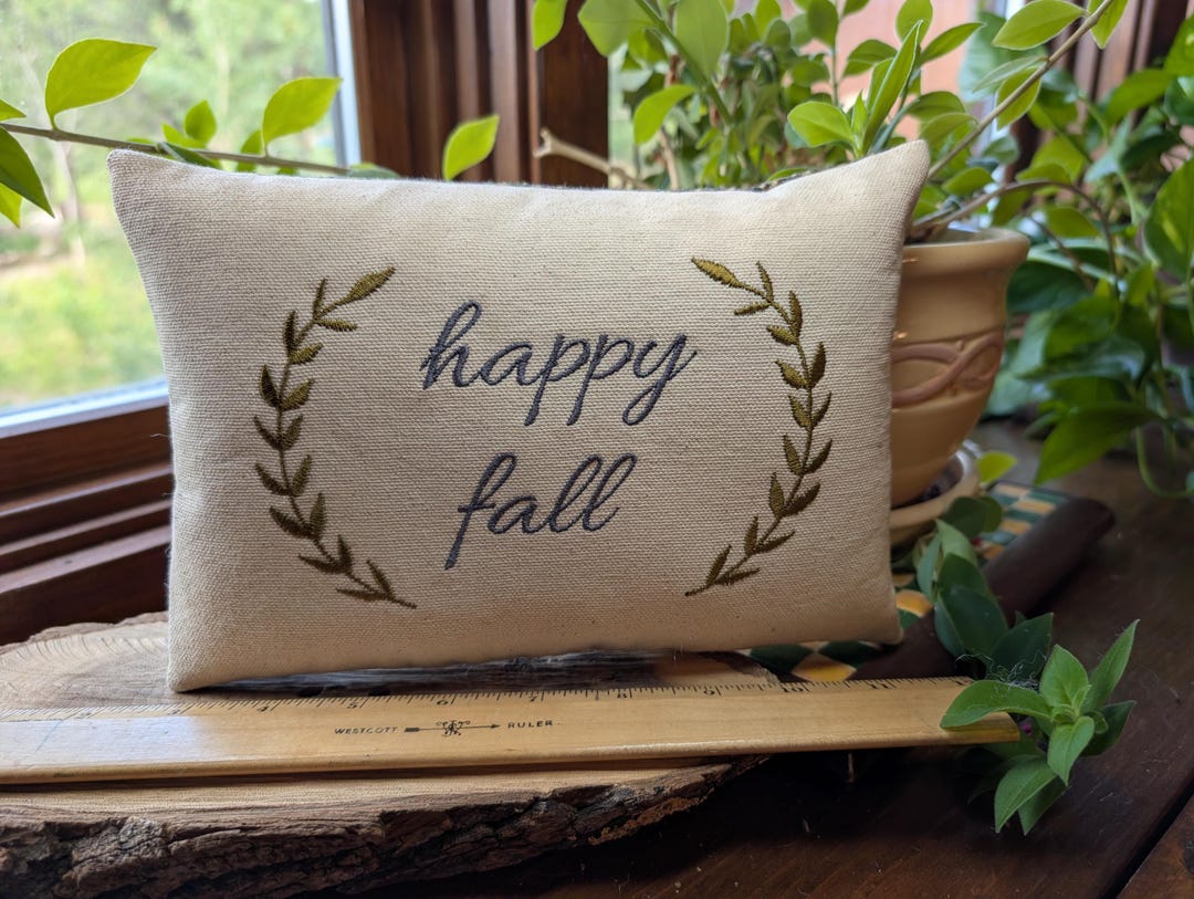 Happy Fall With Laurel Swags. SMALL Pillow Approximately 6" X 9 ...