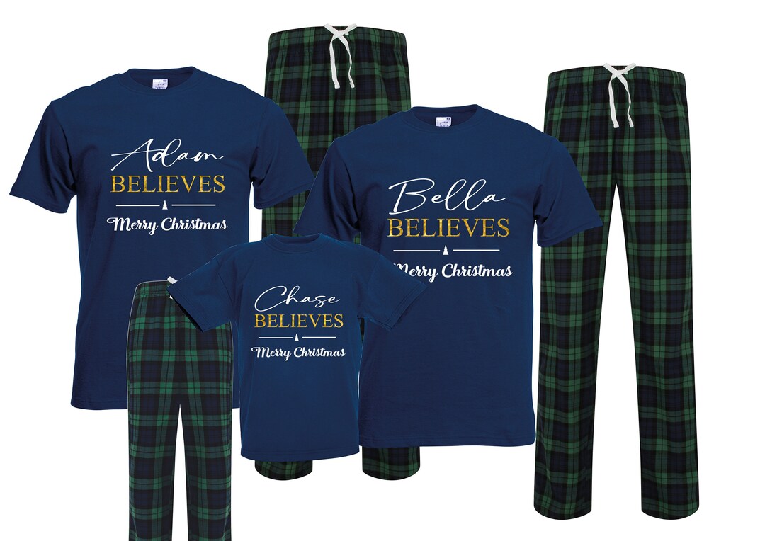 Personalised Family Matching Xmas Pjs Pyjamas Festive - Your Name ...