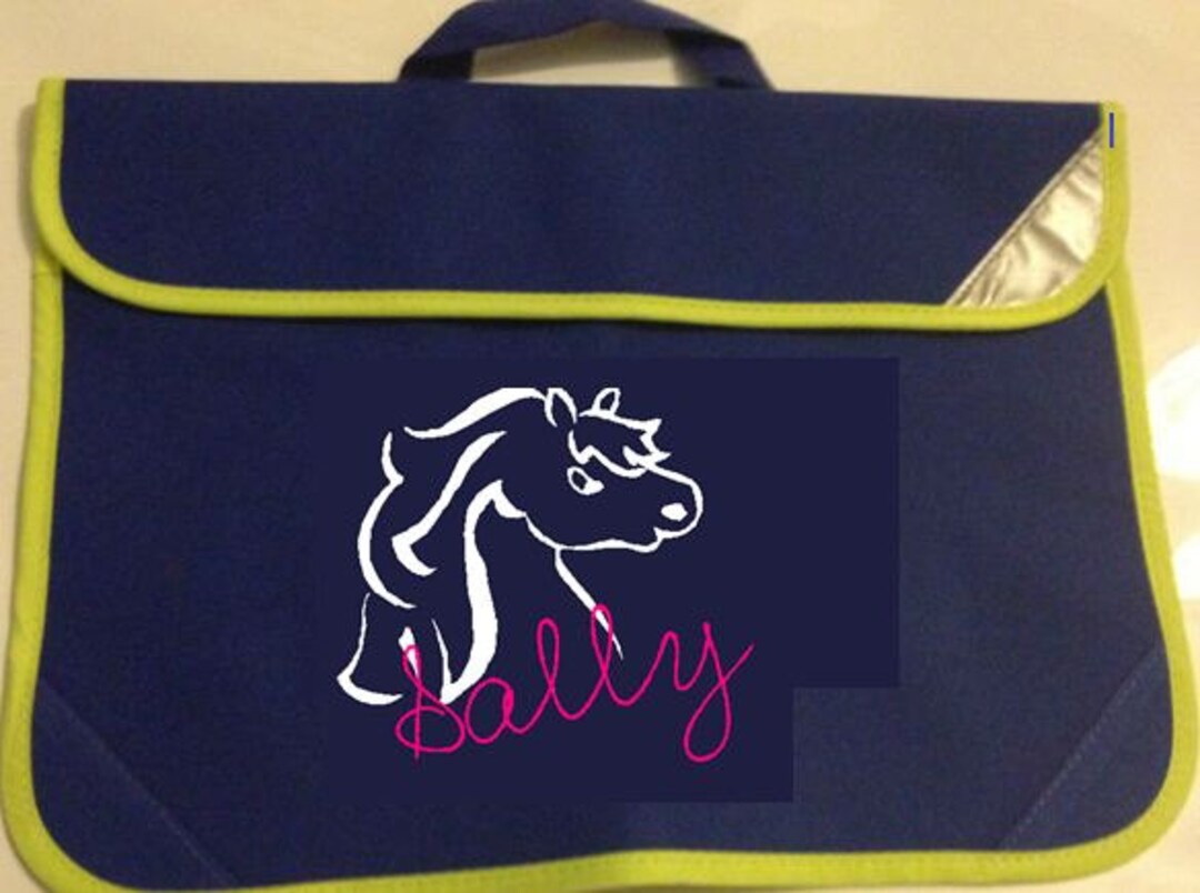 Personalised Girls Your Name Horse Pony Print School Book Homework Bag ...