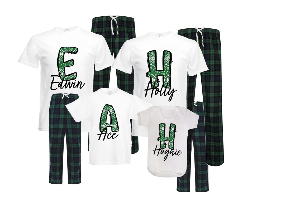 Personalised Family Matching Xmas Pjs Pyjamas Festive - Your Name ...