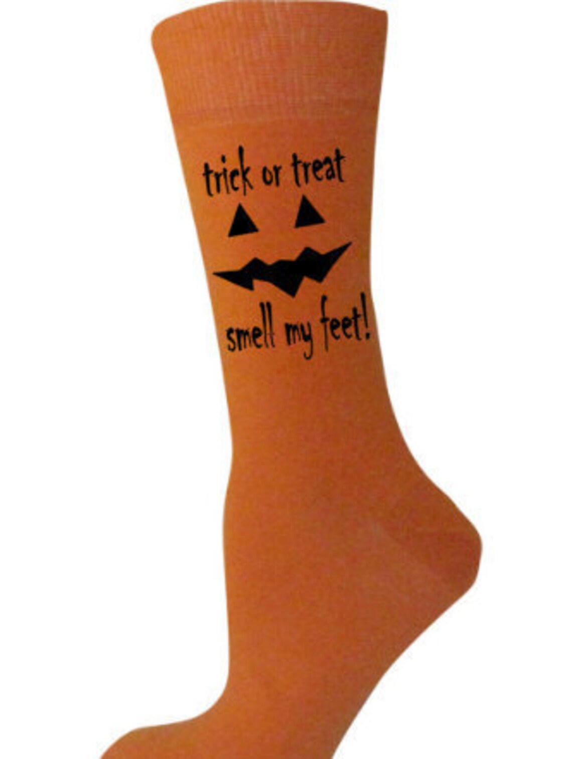 Mens HALLOWEEN orange socks trick or treat smell my feet | Etsy