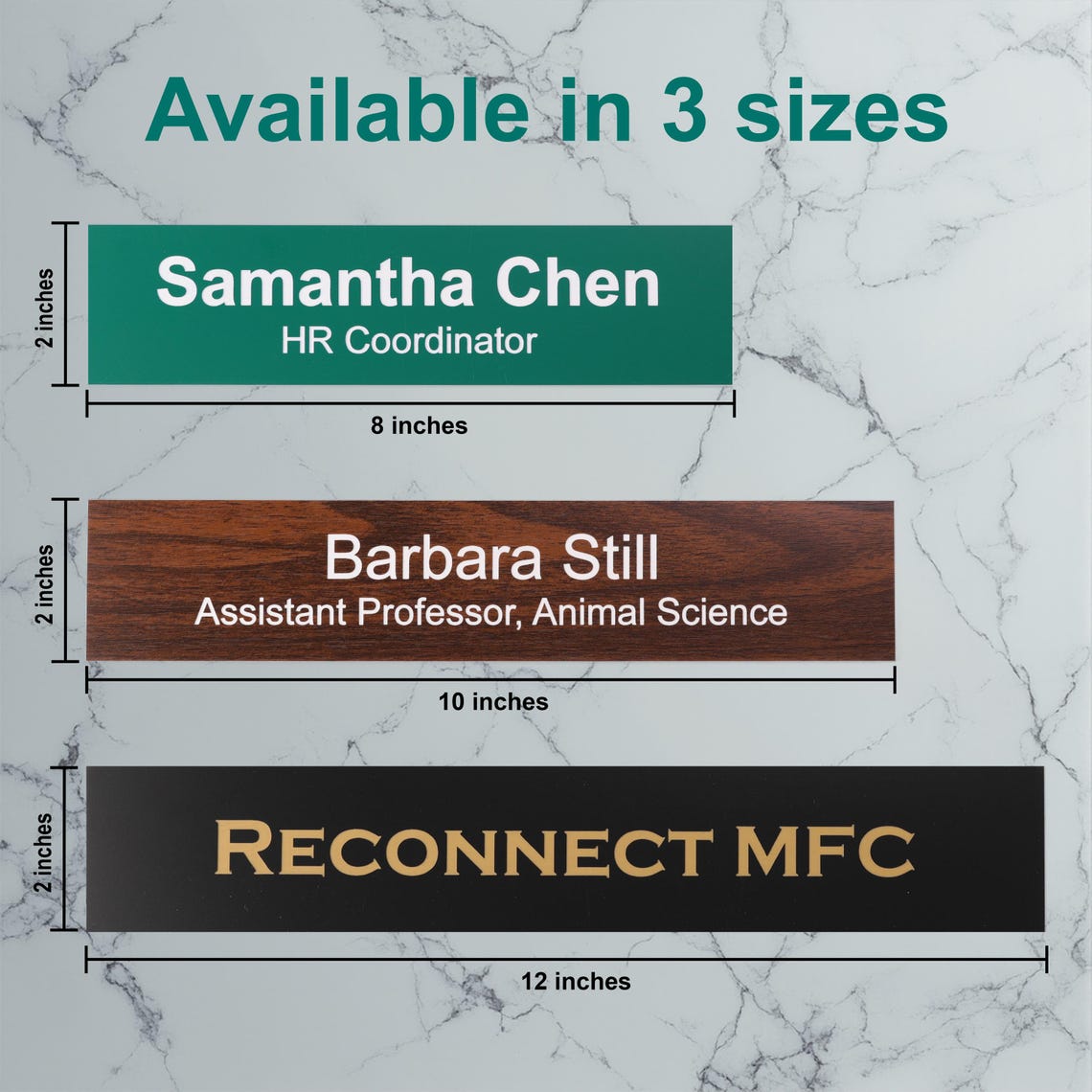 Laser Engraved 2x8, 2x10, 2x12 Name Plate / Name Tag With Wall or Desk ...
