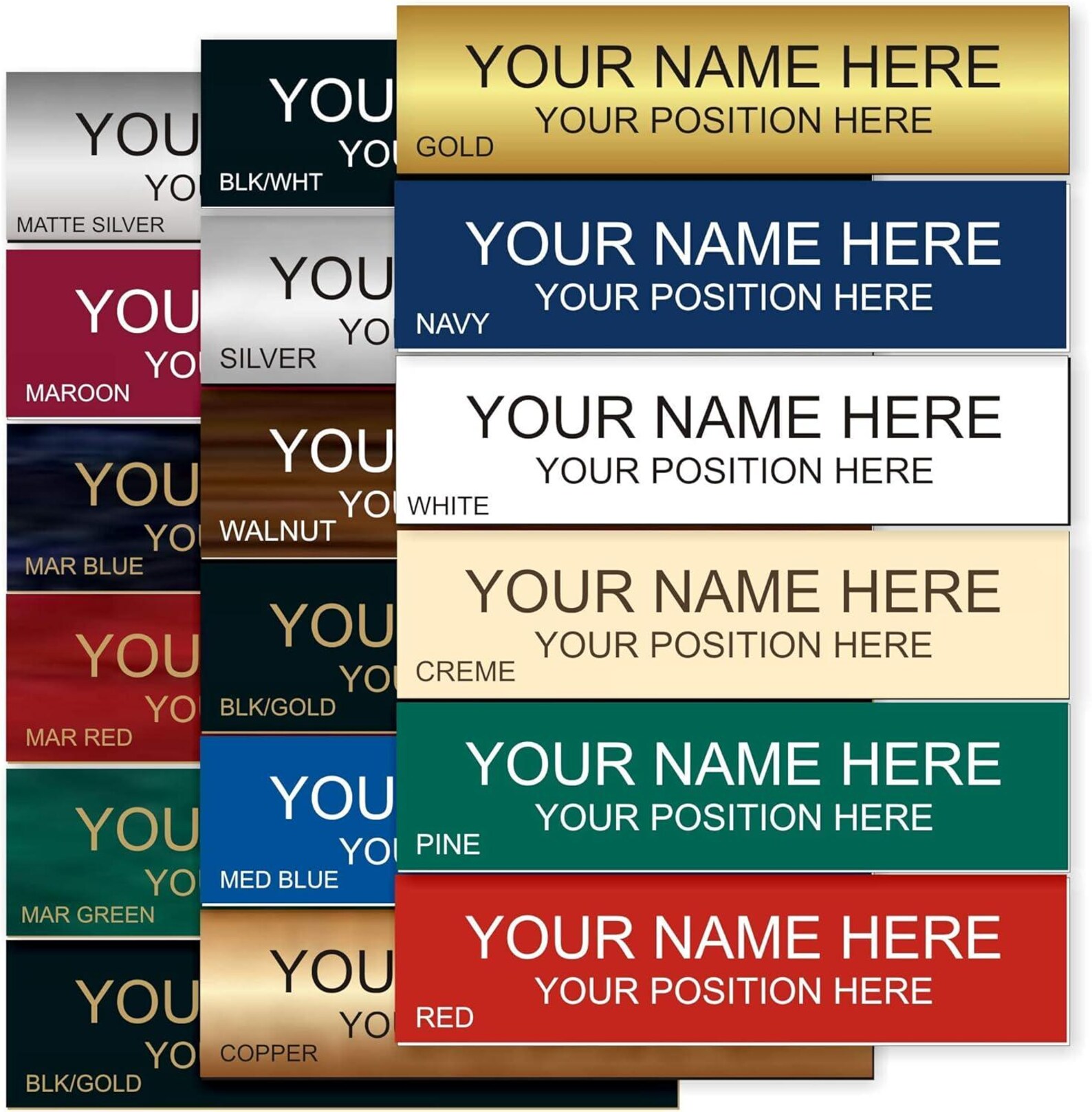 Laser Engraved 2x8, 2x10, 2x12 Name Plate / Name Tag With Wall or Desk ...