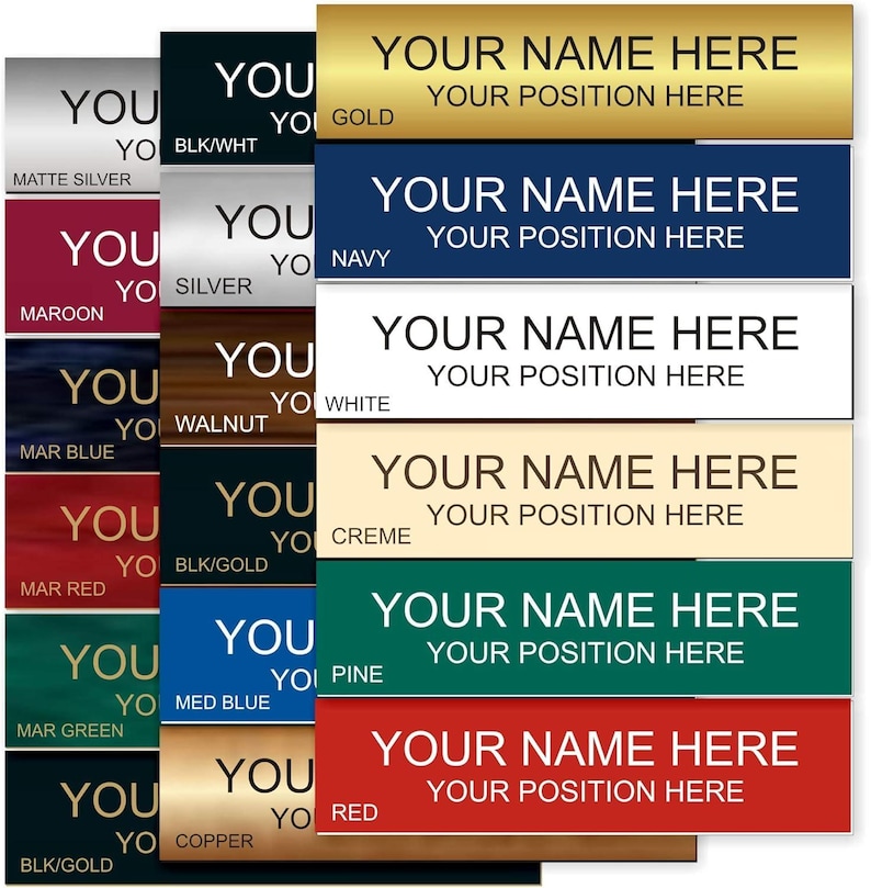Laser Engraved 2x8, 2x10, 2x12 Name Plate / Name Tag With Wall or Desk ...