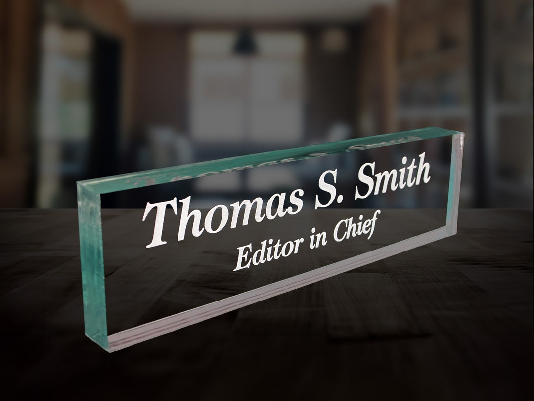 Lasercrafting Office Desk Name Plate Personalized Crystal Clear Glass ...