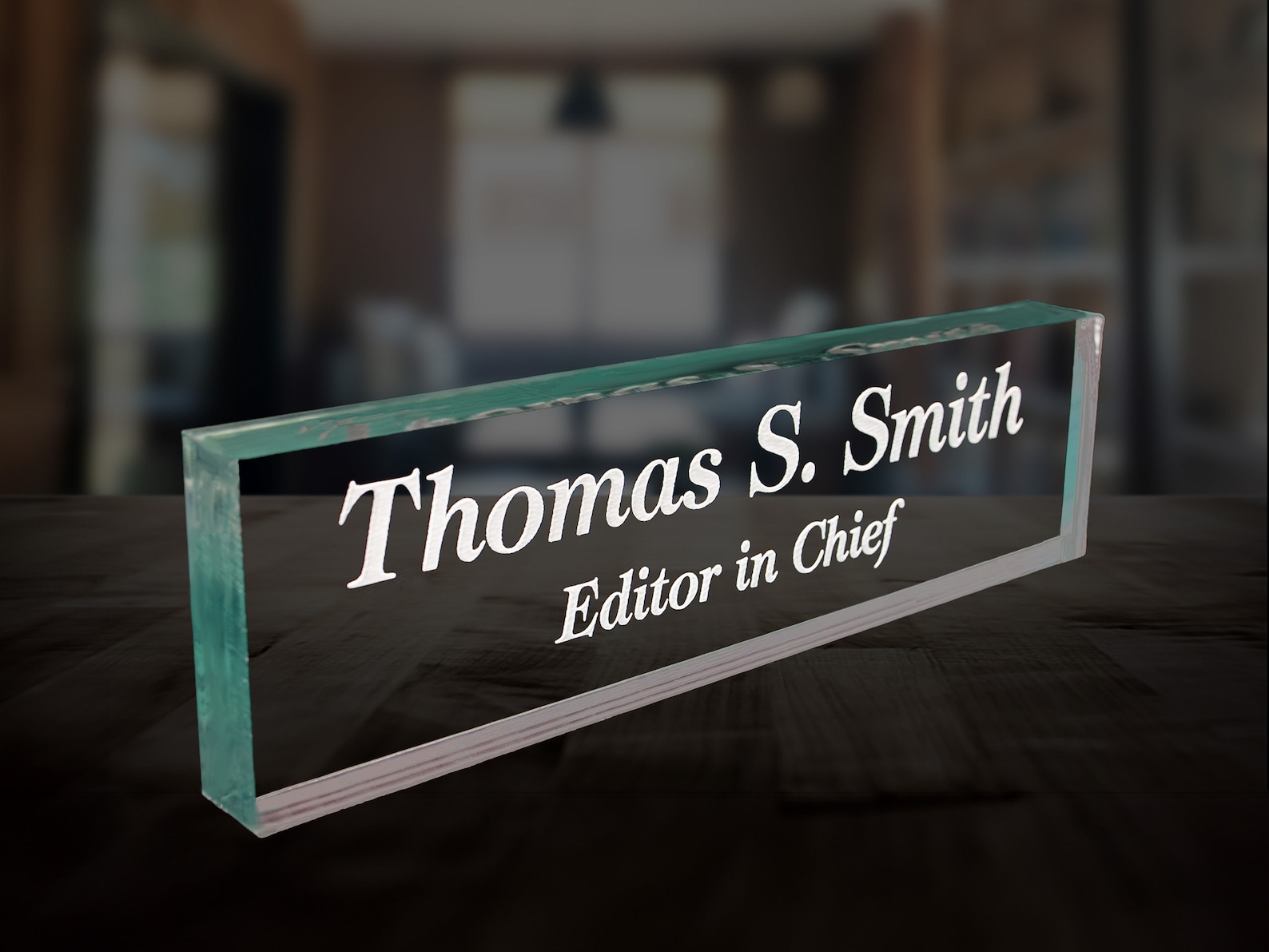 Lasercrafting Office Desk Name Plate Personalized Crystal Clear Glass ...
