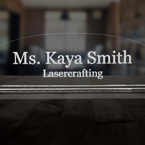 Lasercrafting Office Desk Name Plate Personalized Crystal Clear Glass ...