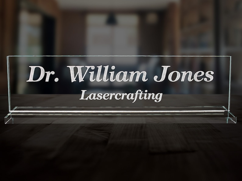 Lasercrafting Office Desk Name Plate Personalized Crystal Clear Glass ...